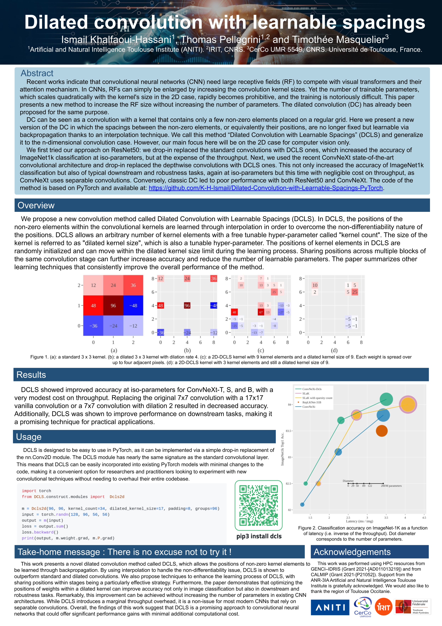 ICLR Poster Dilated convolution with learnable spacings